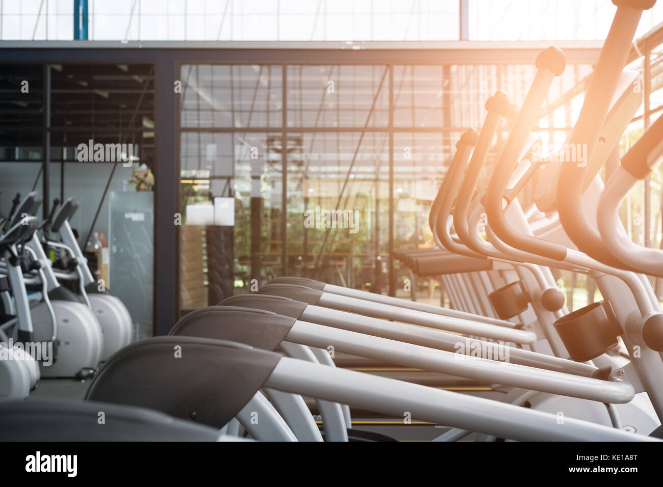fitness facility center, gym interior, health club with sports training ...