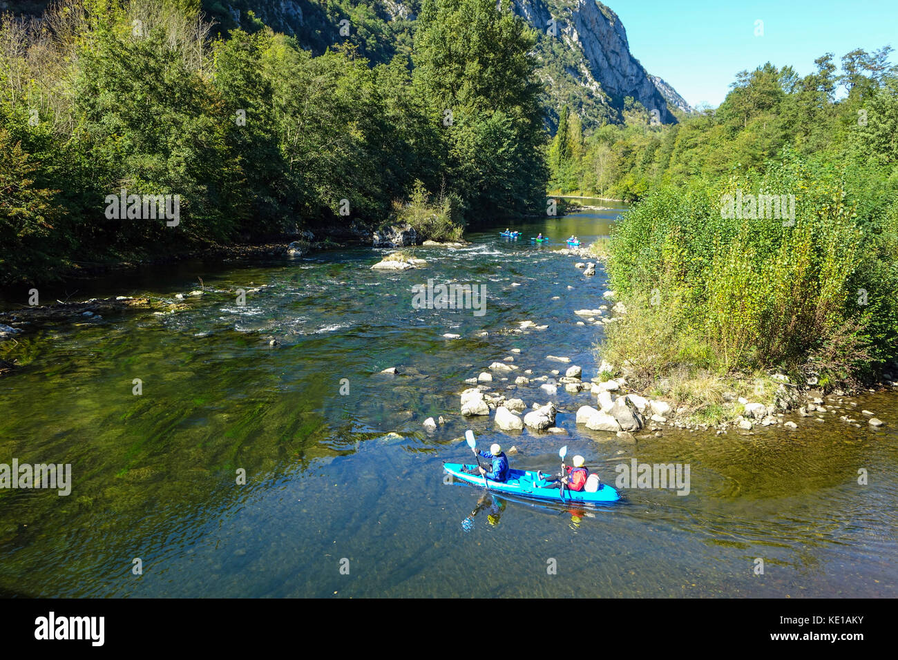 Canoeing on Ariege River, French Pyrenees Stock Photo - Alamy