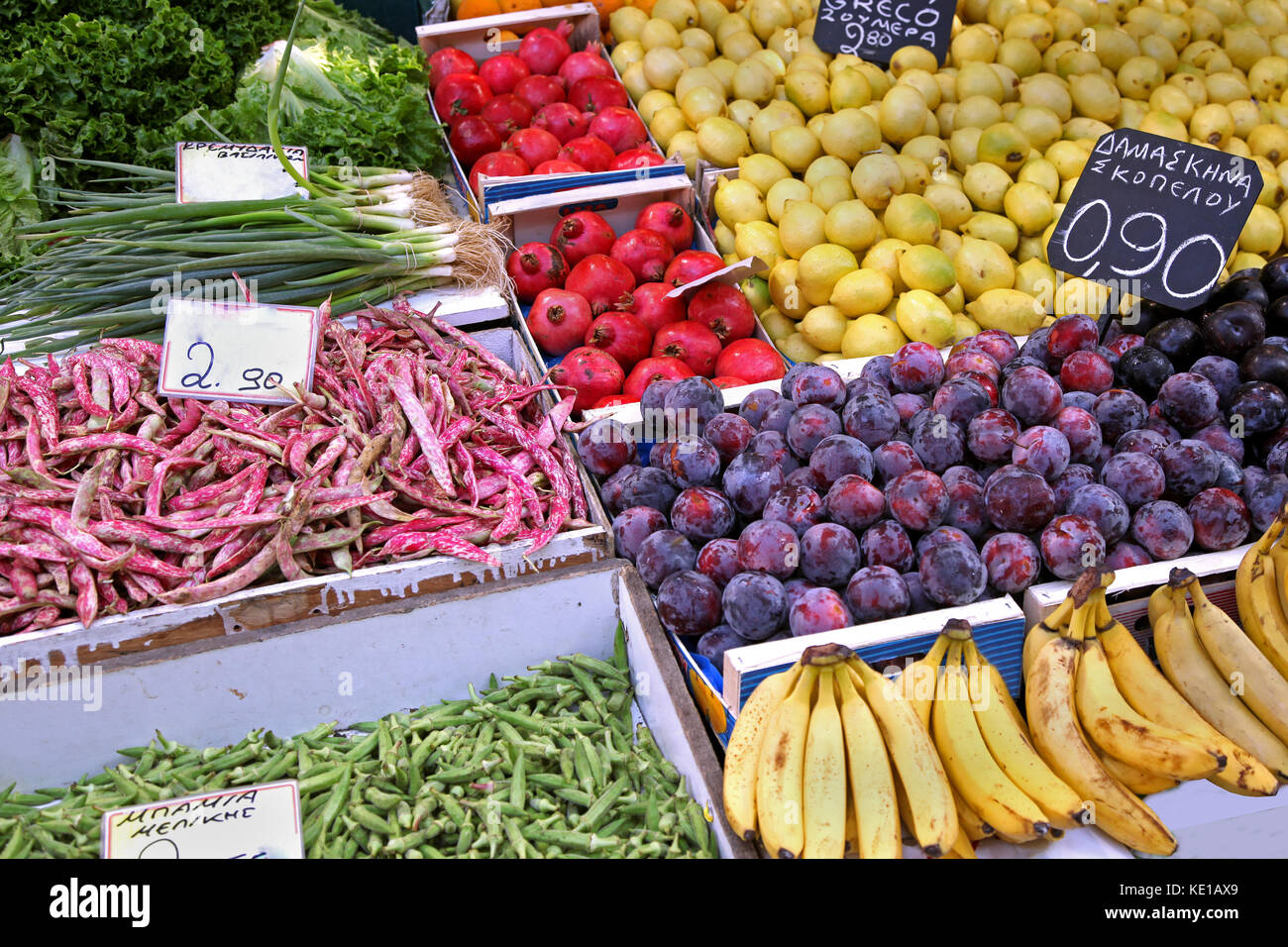Closeup of fresh market food on market stall Stock Photo - Alamy