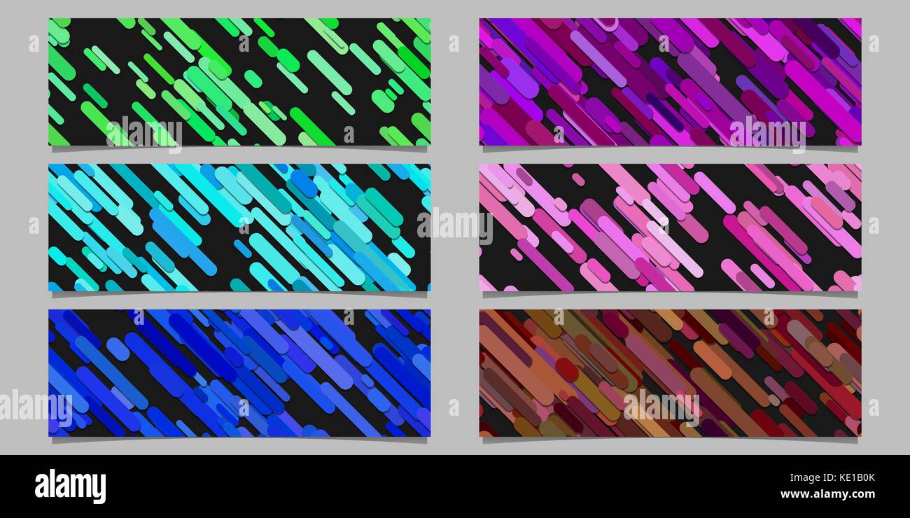 Modern diagonal stripe pattern banner background design set - horizontal rectangle vector ...