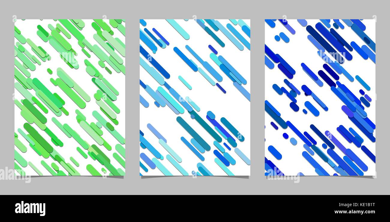 Chaotic rounded diagonal stripe pattern background page template set - vector stationery graphic ...