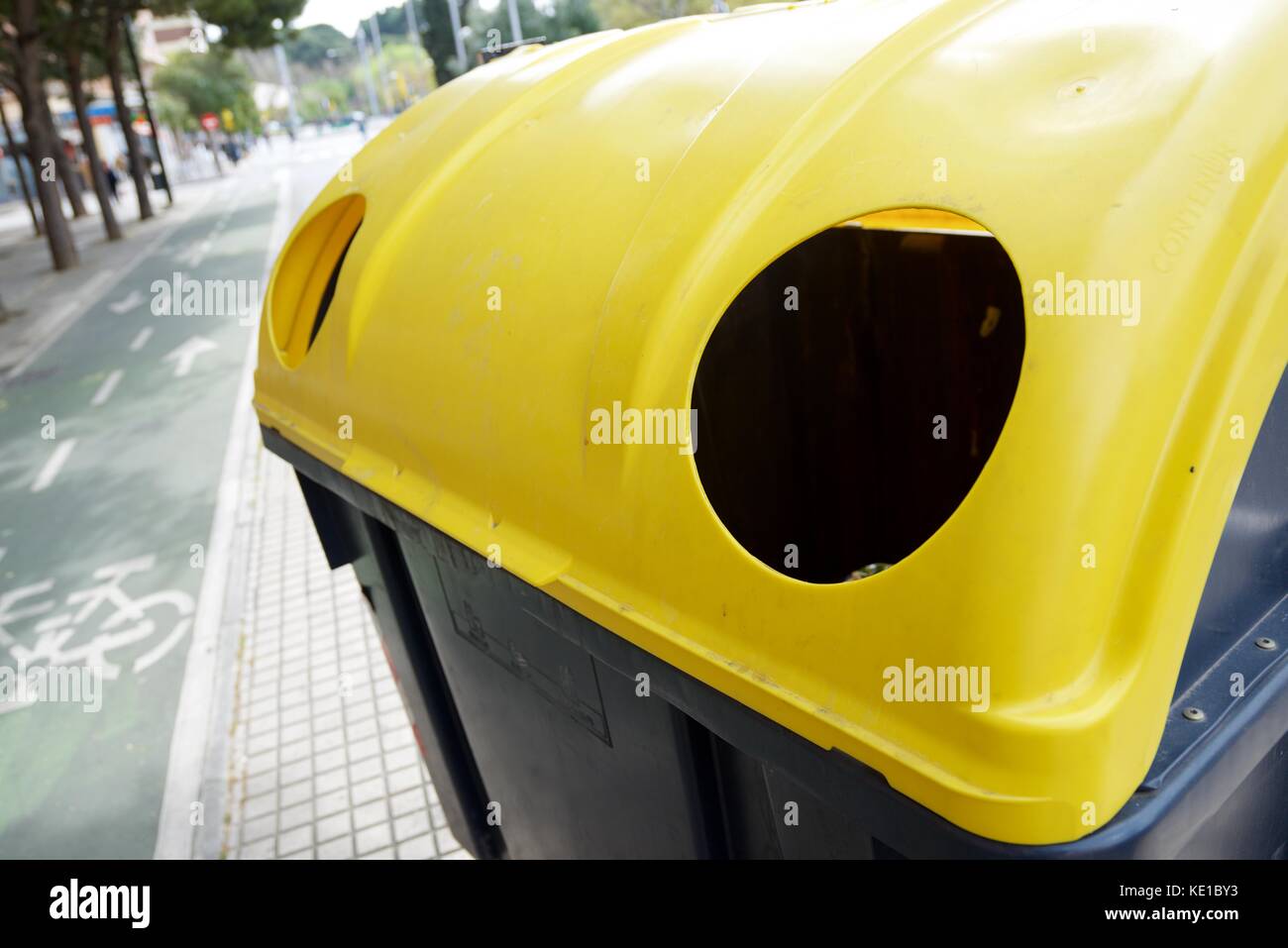 Container for recycling of plastic and metal package Stock Photo - Alamy