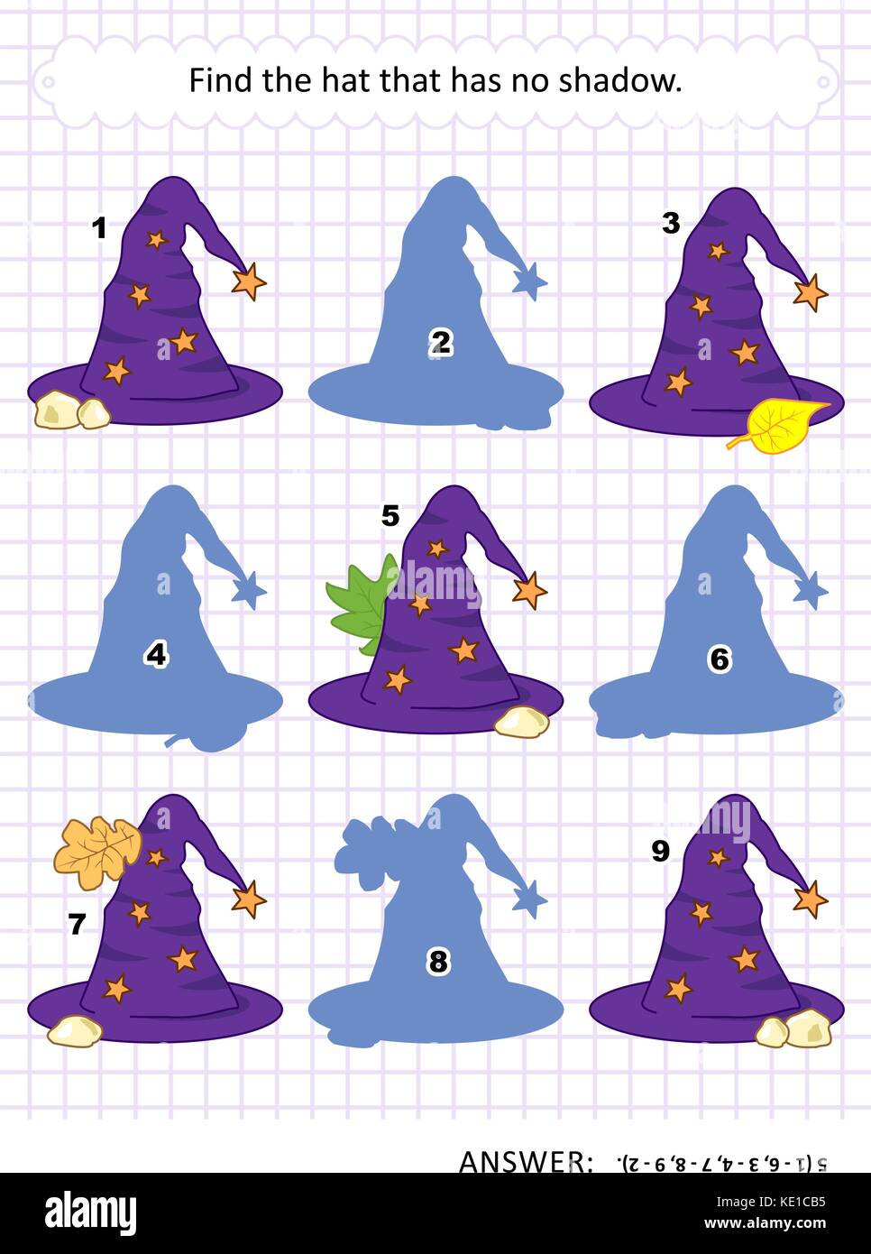 Halloween themed visual puzzle or picture riddle with witch's hat: Find ...
