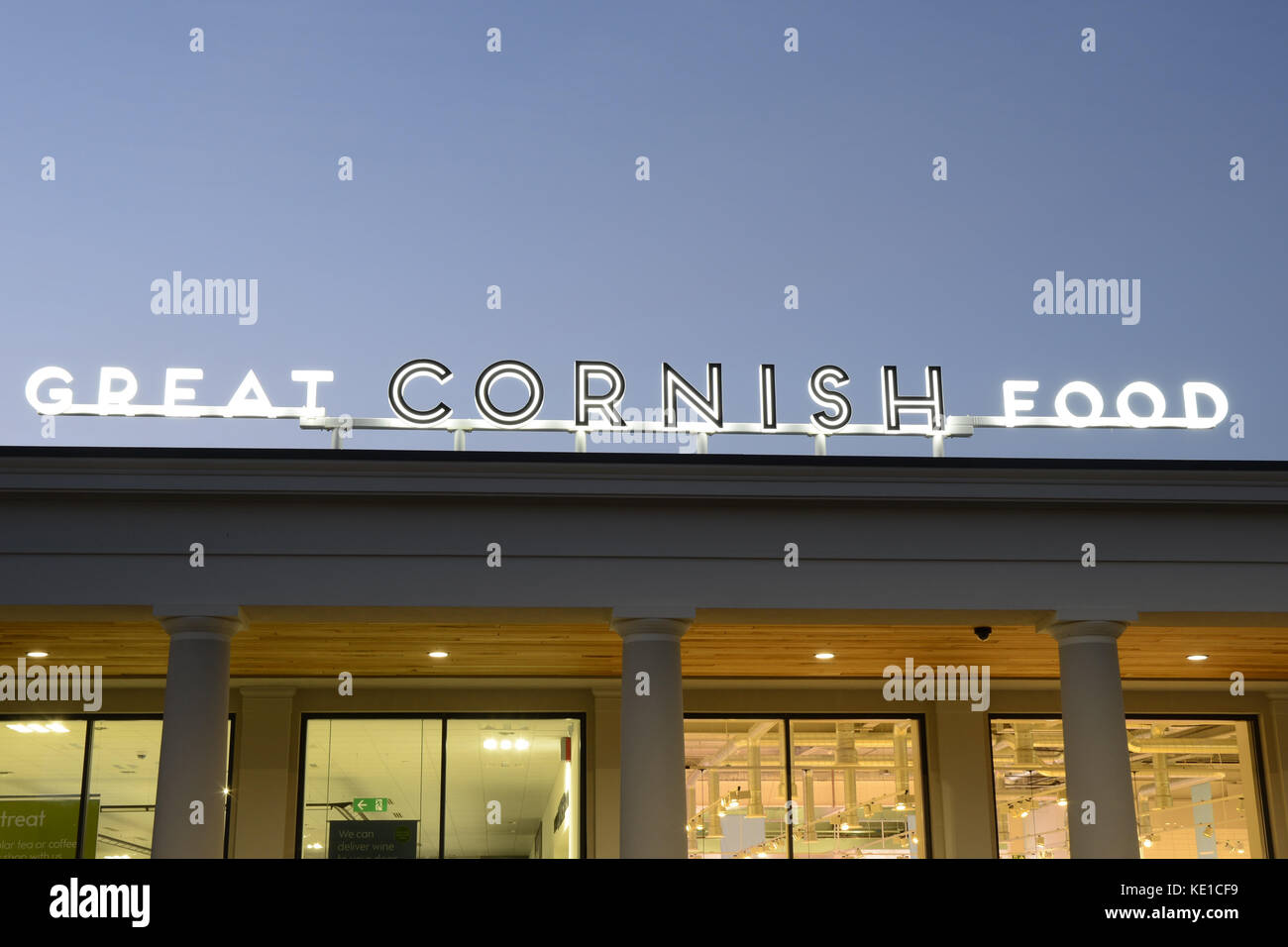 The Great Cornish Food store sign, Truro Cornwall Stock Photo - Alamy