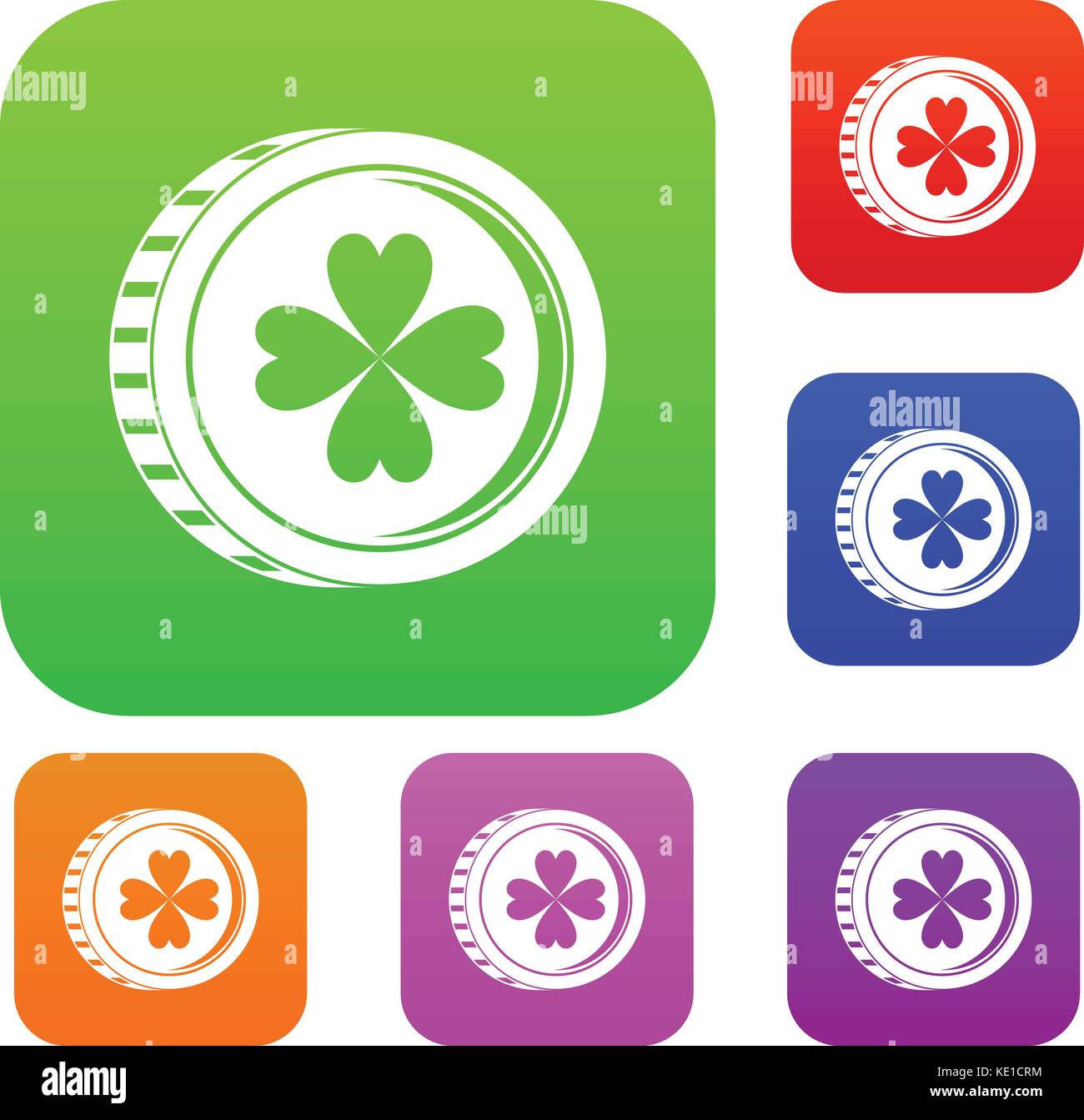 Coin with clover sign set color collection Stock Vector Image & Art - Alamy