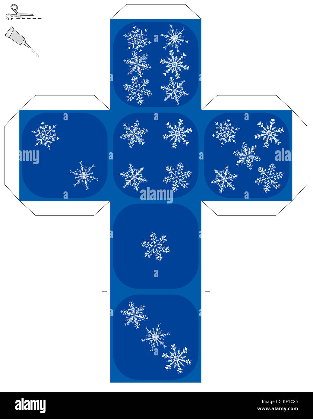 Snow flake dice template - do it yourself model of a cube with ...