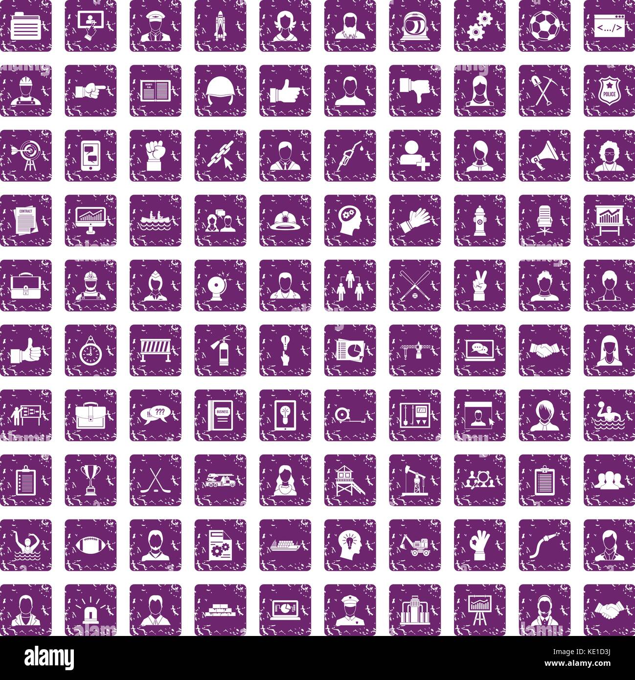 100 team work icons set grunge purple Stock Vector Image & Art - Alamy