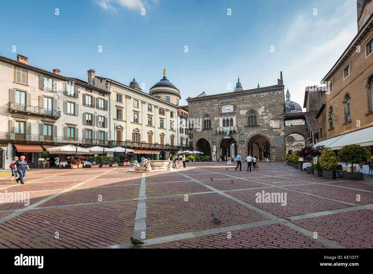 Bergamo, Italy - May 27, 2016: Main city square Piazza Vecchia in ...