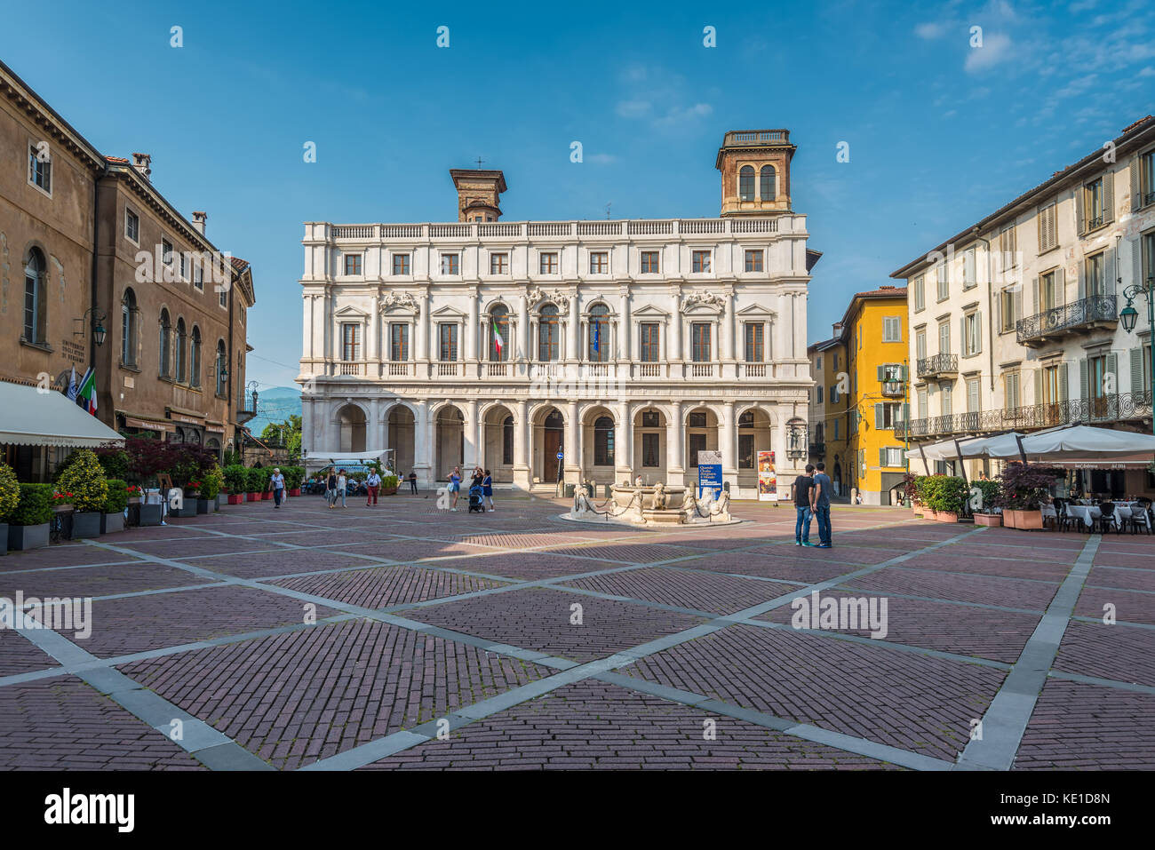 Bergamo, Italy - May 27, 2016: Main city square Piazza Vecchia in ...