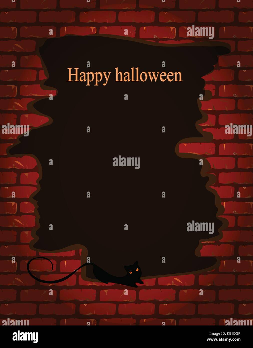 Halloween day Scary halloween background red brick wall Stock Vector ...