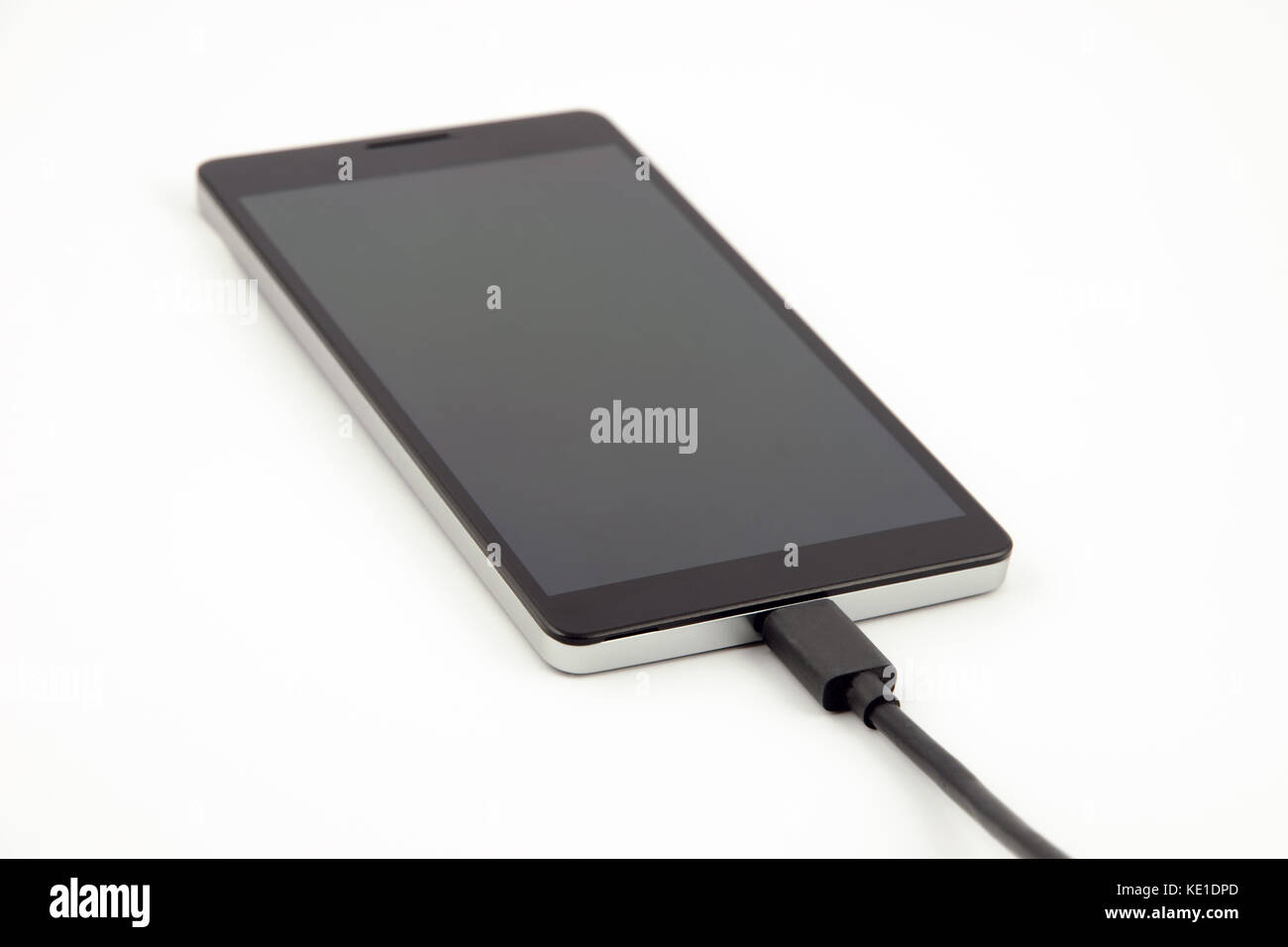 Closeup view of a mobile phone - smartphone - with attached black ...