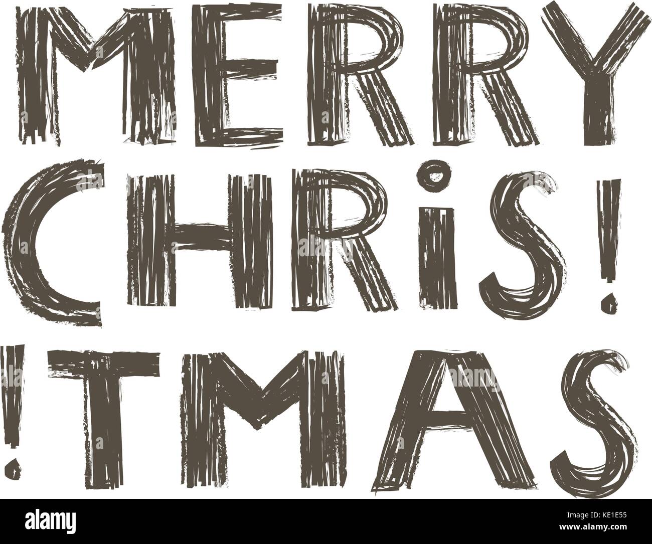 Merry Christmas - greeting lettering phrase. Holiday letter ink ...