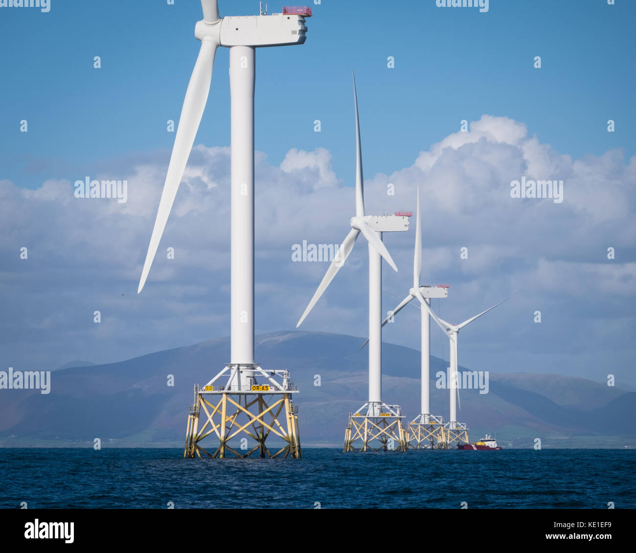 Turbines on the Ormonde Offshore Wind Farm near Barrow-in-Furness ...