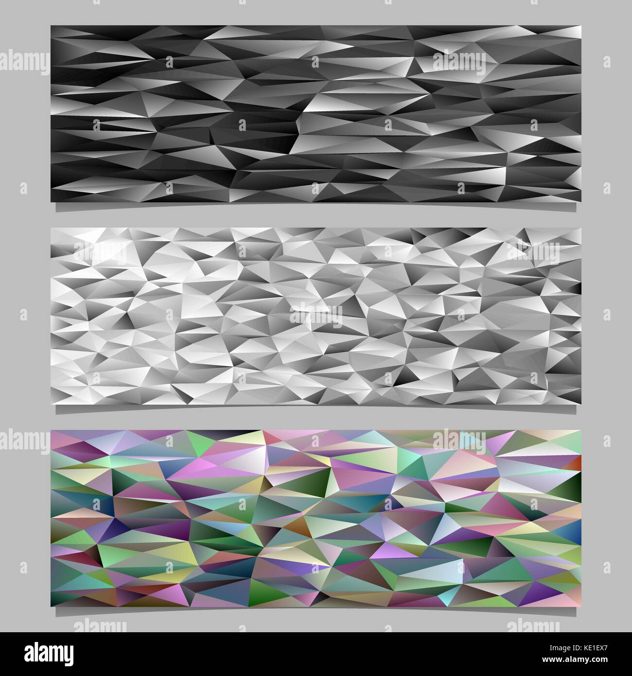 Low Poly Irregular Triangle Tile Mosaic Banner Template Background Set