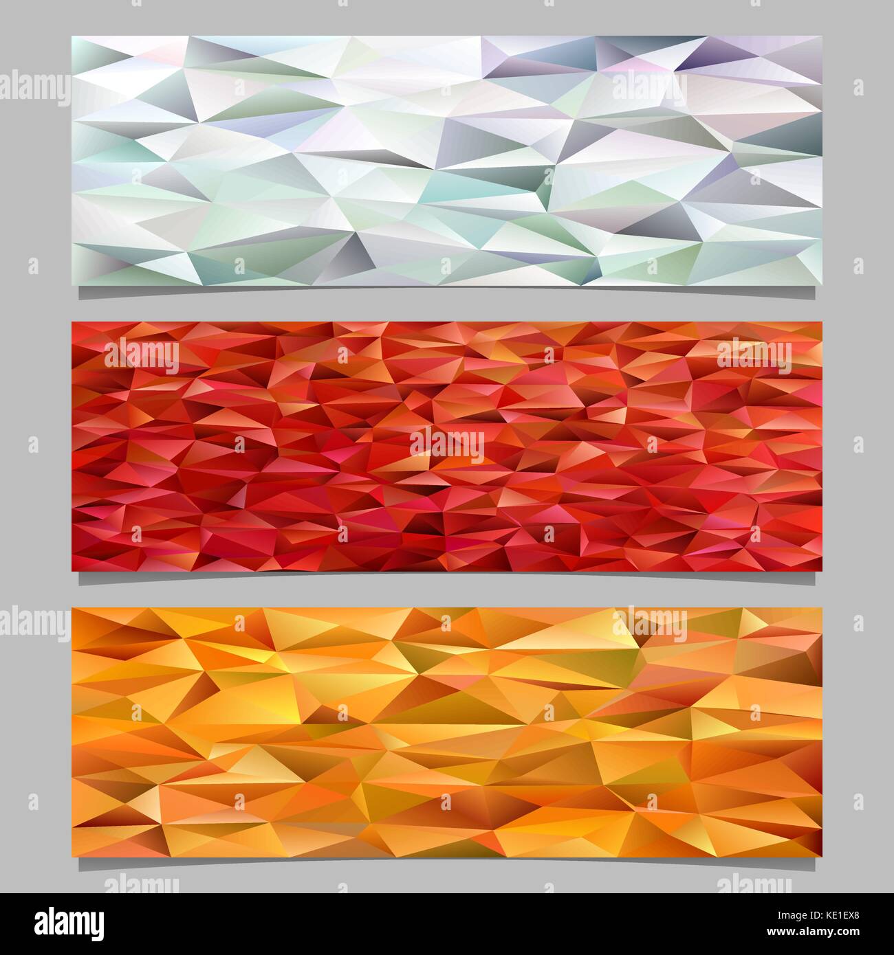Abstract triangle polygon pattern mosaic banner template background set ...