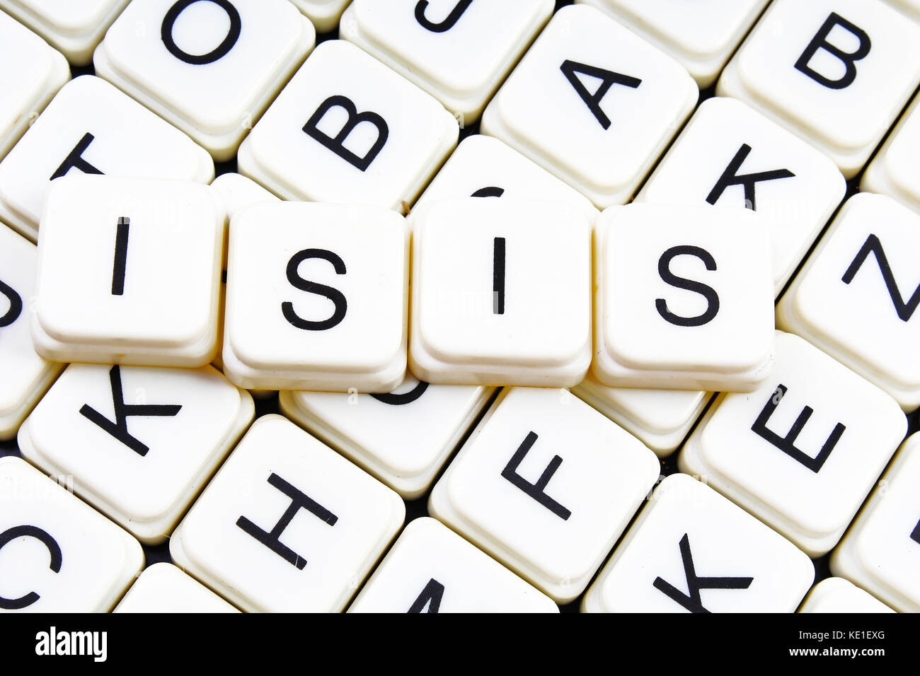 ISIS text word crossword. Alphabet letter blocks game texture ...
