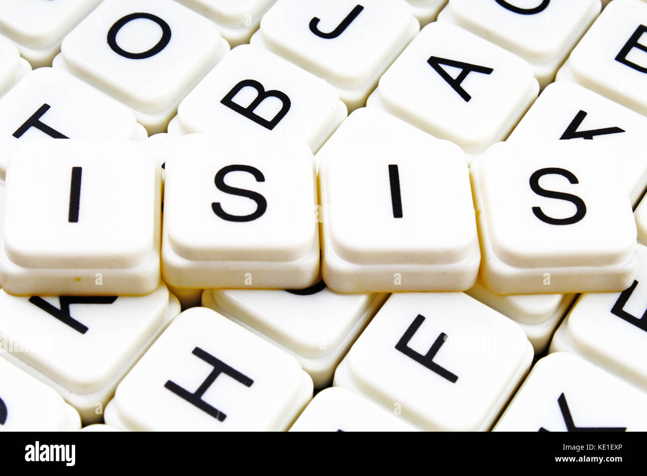 ISIS text word crossword. Alphabet letter blocks game texture ...