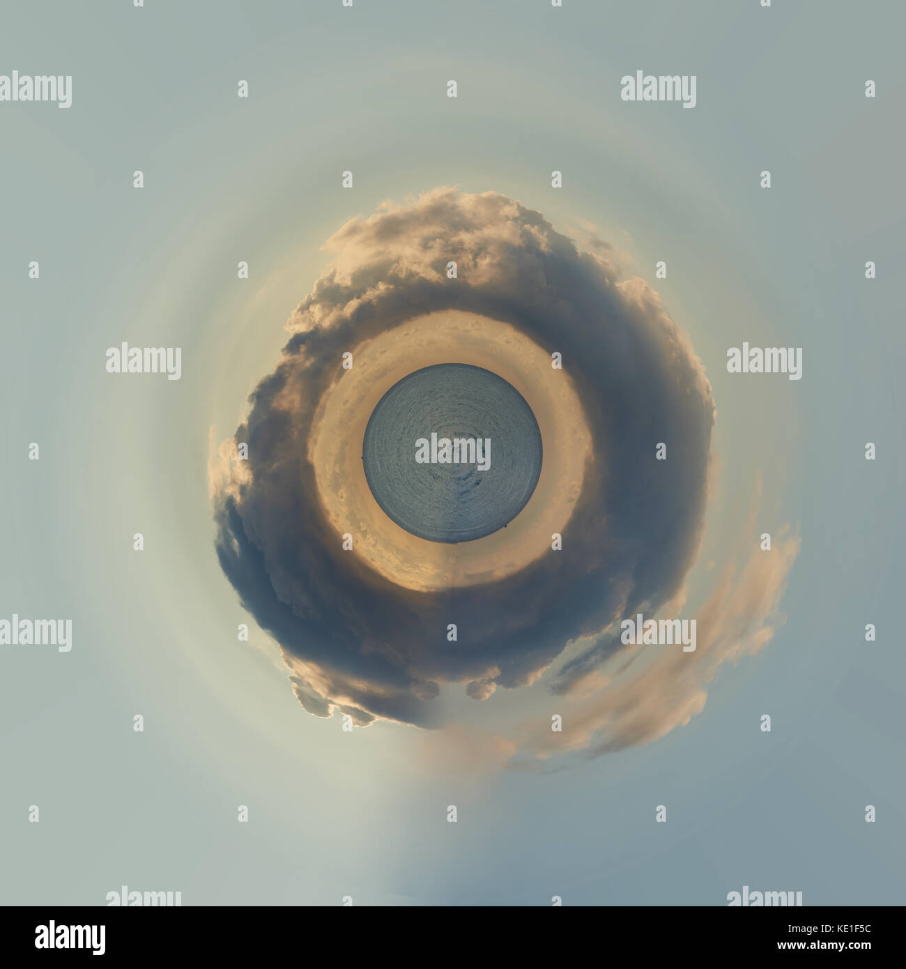 Little planet 360 degree sphere. Panoramic view of sunrise above the ...