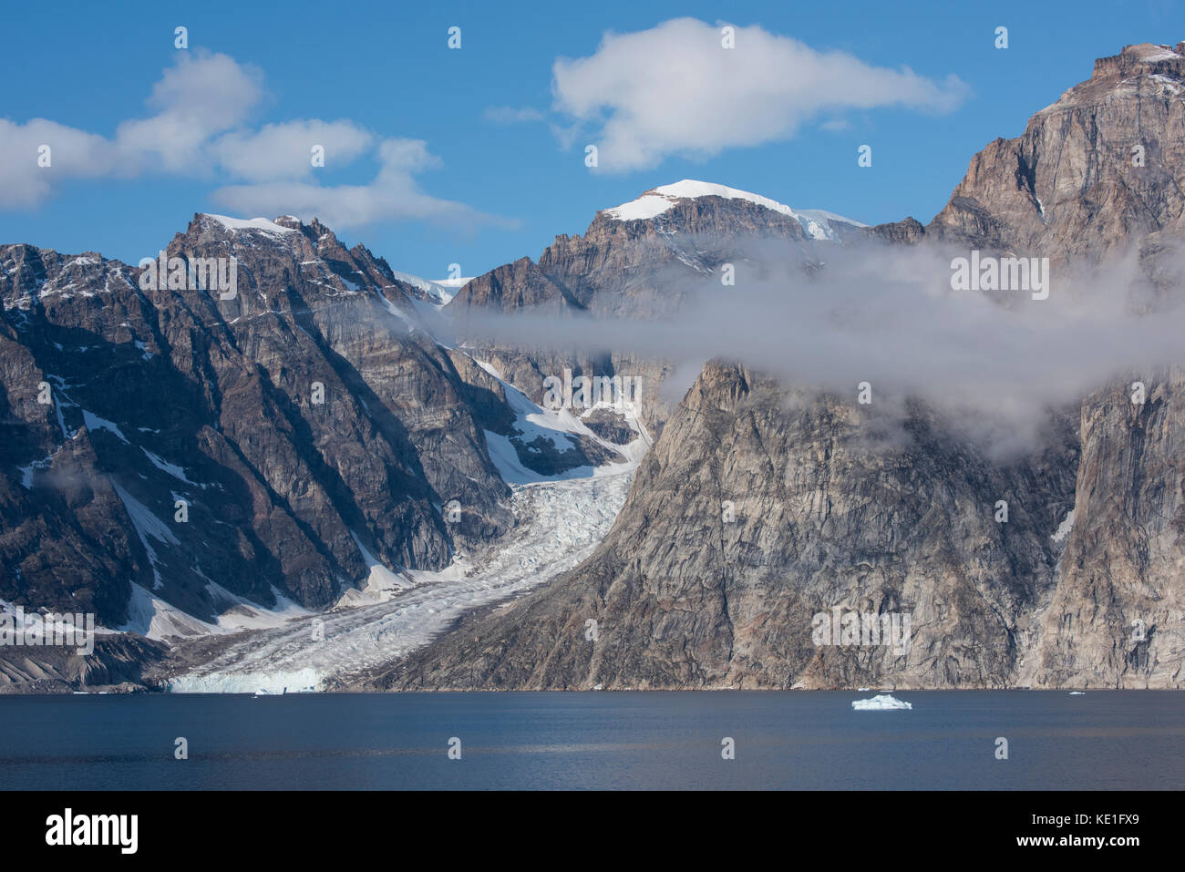 Greenland, Scoresbysund aka Scoresby Sund, Nordvestfjord. Icebergs in ...