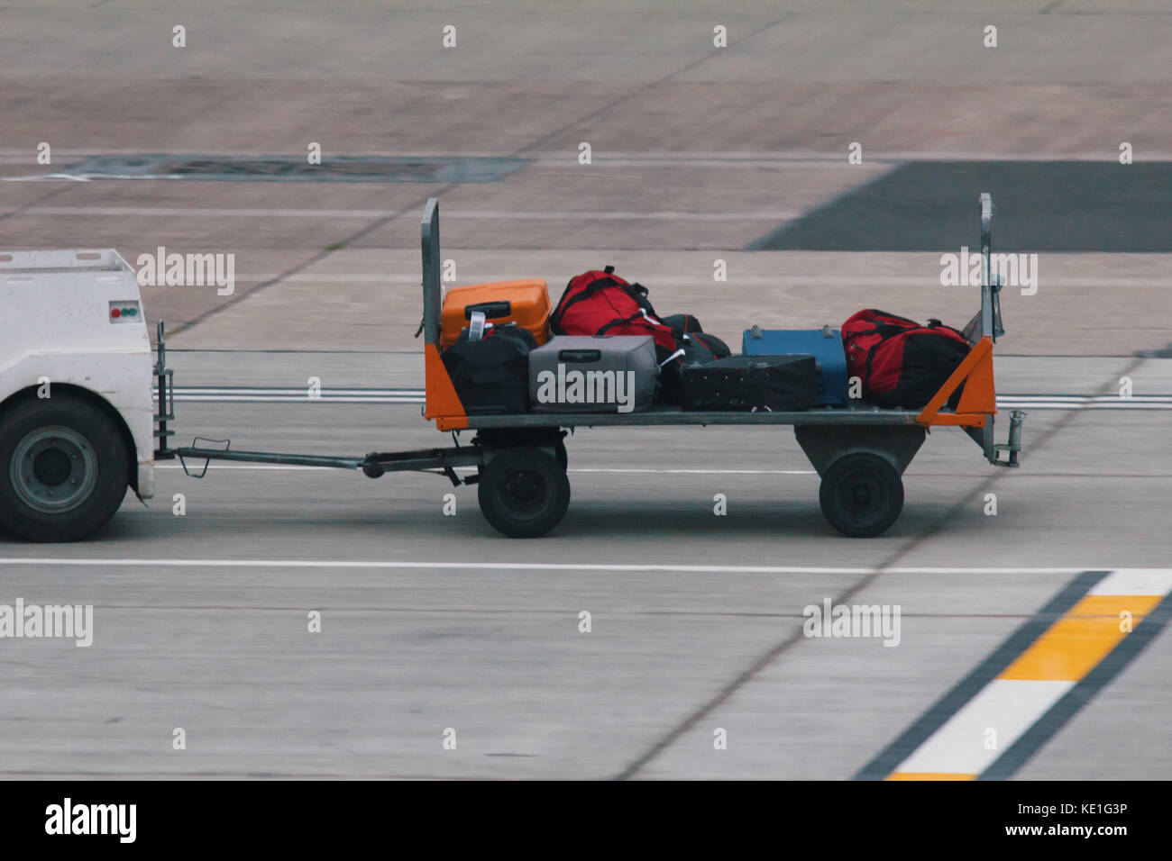 Air transport luggage in International Airport - suitcases and bags ...