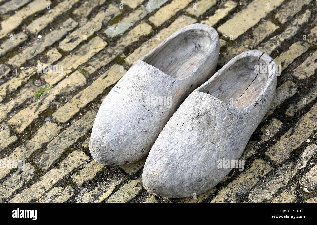 old Dutch clogs made in rough wood Stock Photo - Alamy