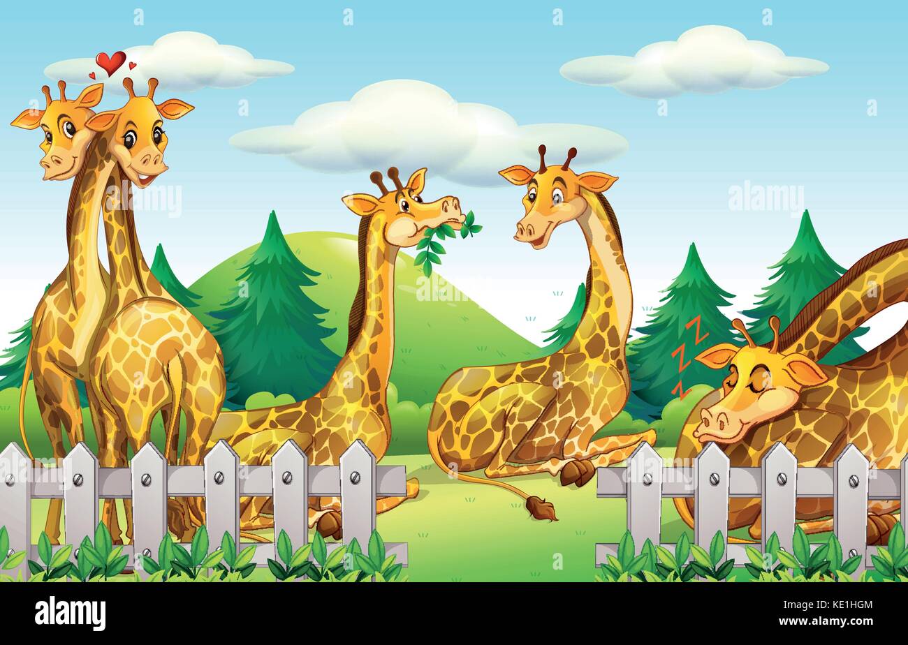 Cartoon safari animal scene landscape Stock Vector Images - Alamy