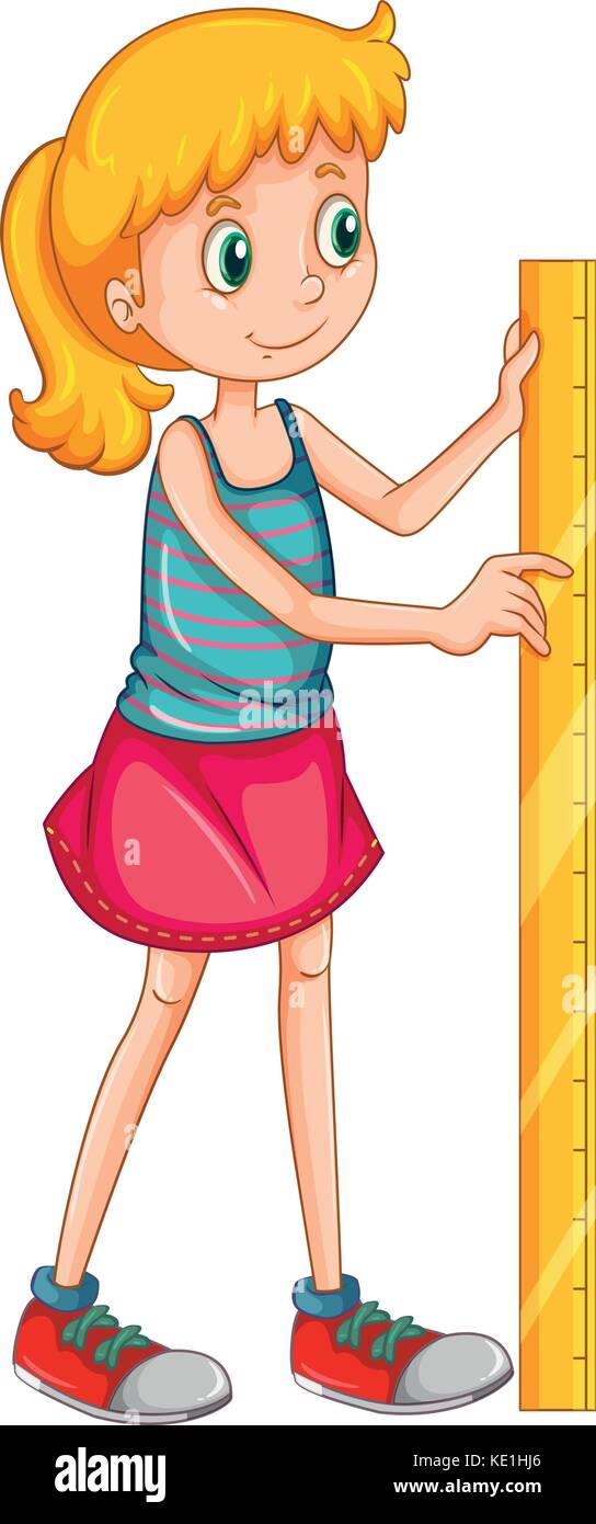 Girl measuring height Stock Vector Images - Alamy