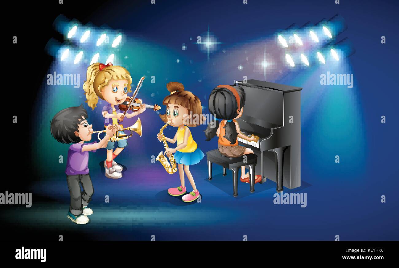 Child trumpet stage Stock Vector Images - Alamy