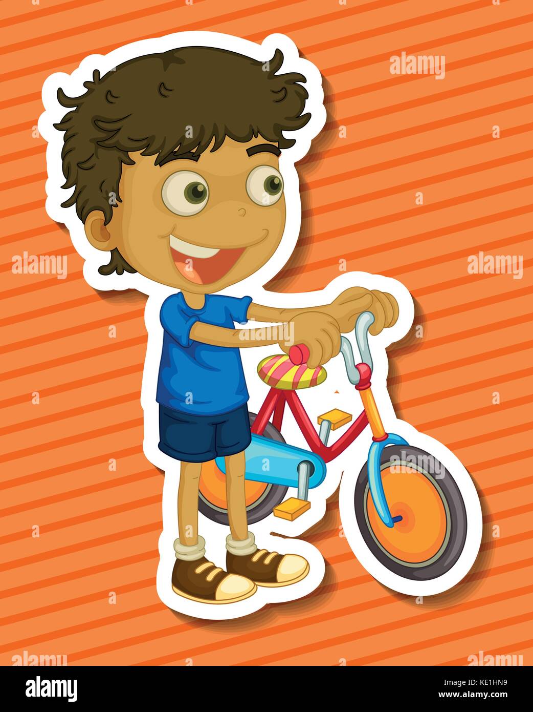 Cartoon image kid riding bicycle hi-res stock photography and images ...