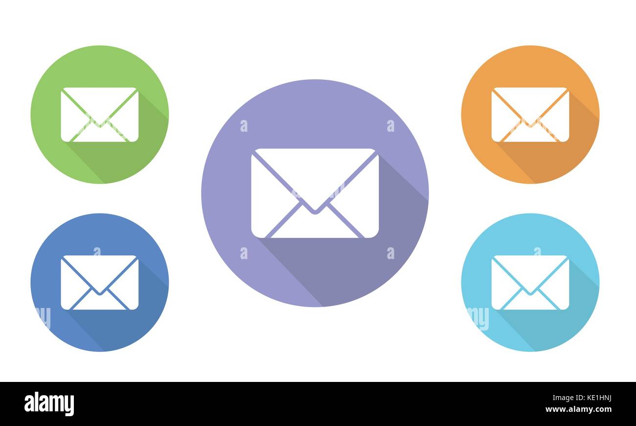 Set of illustration colorful circular icons mail on websites and forums ...