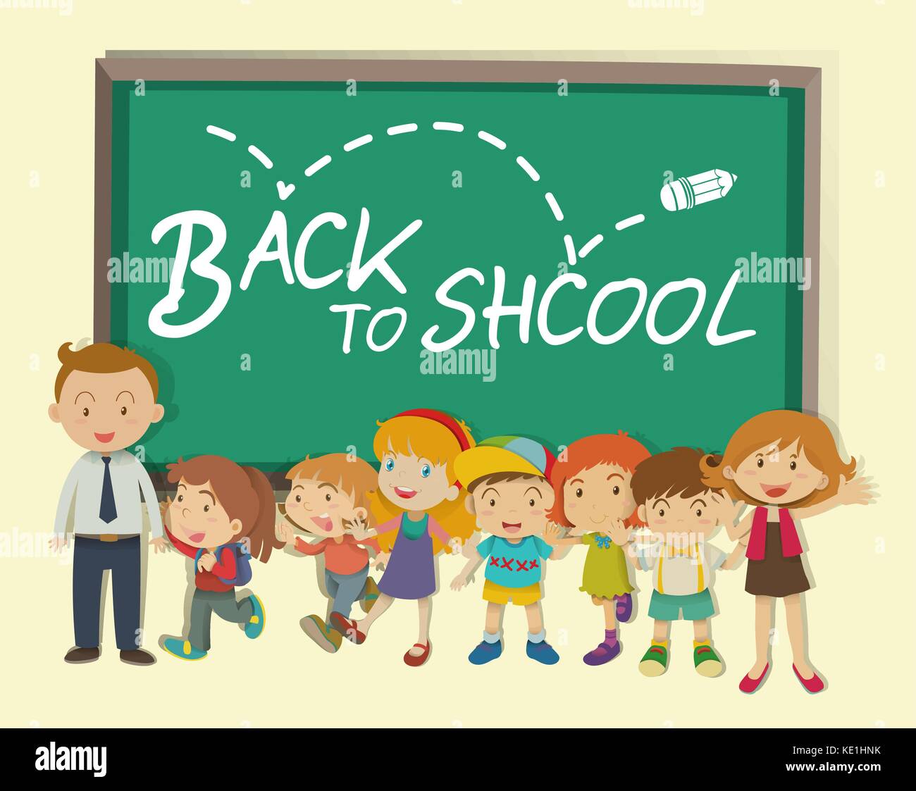 Children and teacher back to school illustration Stock Vector Image ...