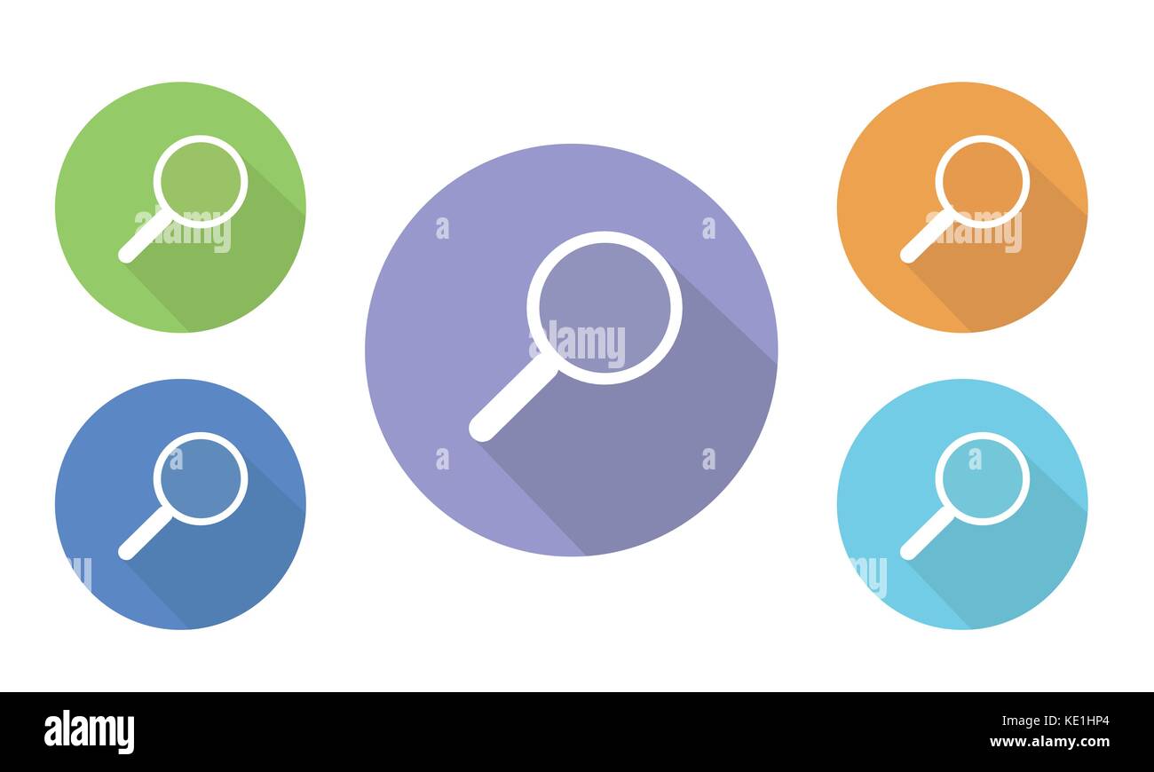 Set of colorful vector flat illustrations of circular icons and search ...