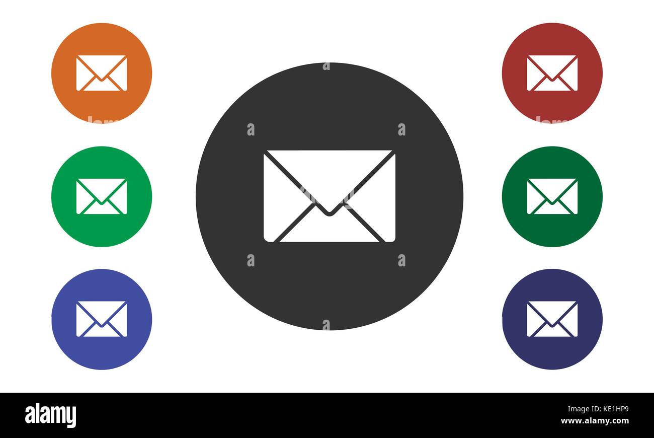 Set of colorful circular icons mail on websites and forums and in e ...