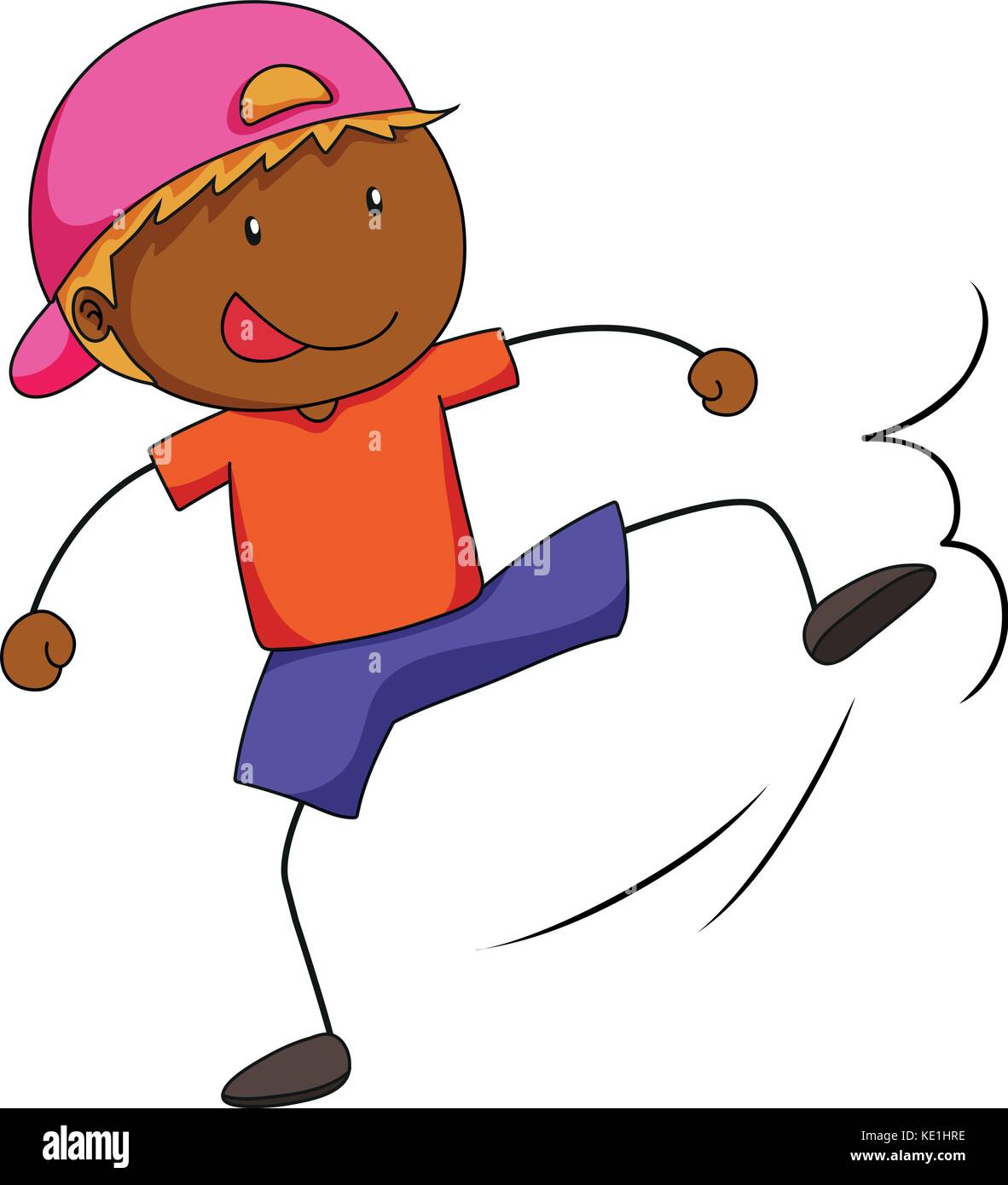 Boy doing kicking action illustration Stock Vector Image & Art - Alamy