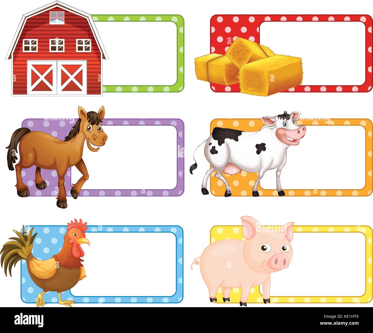 Labels with different farm animals illustration Stock Vector Image ...