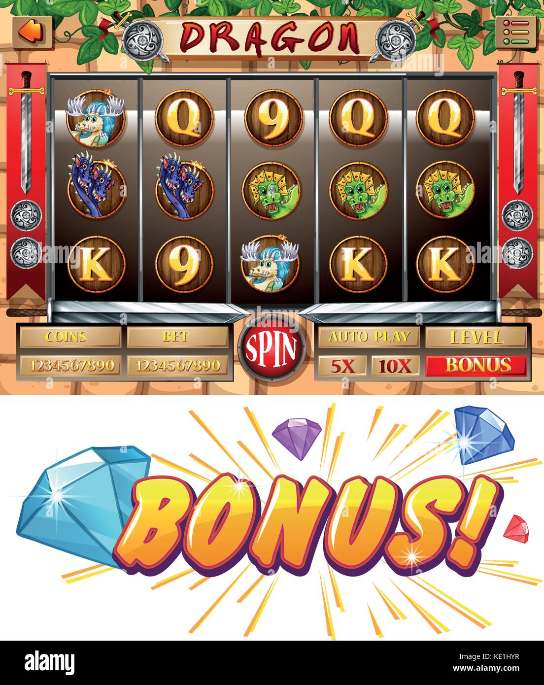 Game template with bonus award illustration Stock Vector Image & Art ...