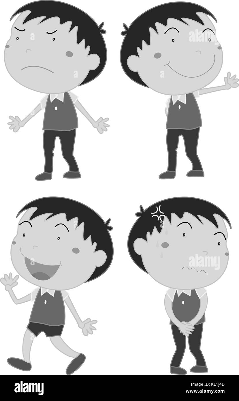 Boy with different emotions illustration Stock Vector Image & Art - Alamy