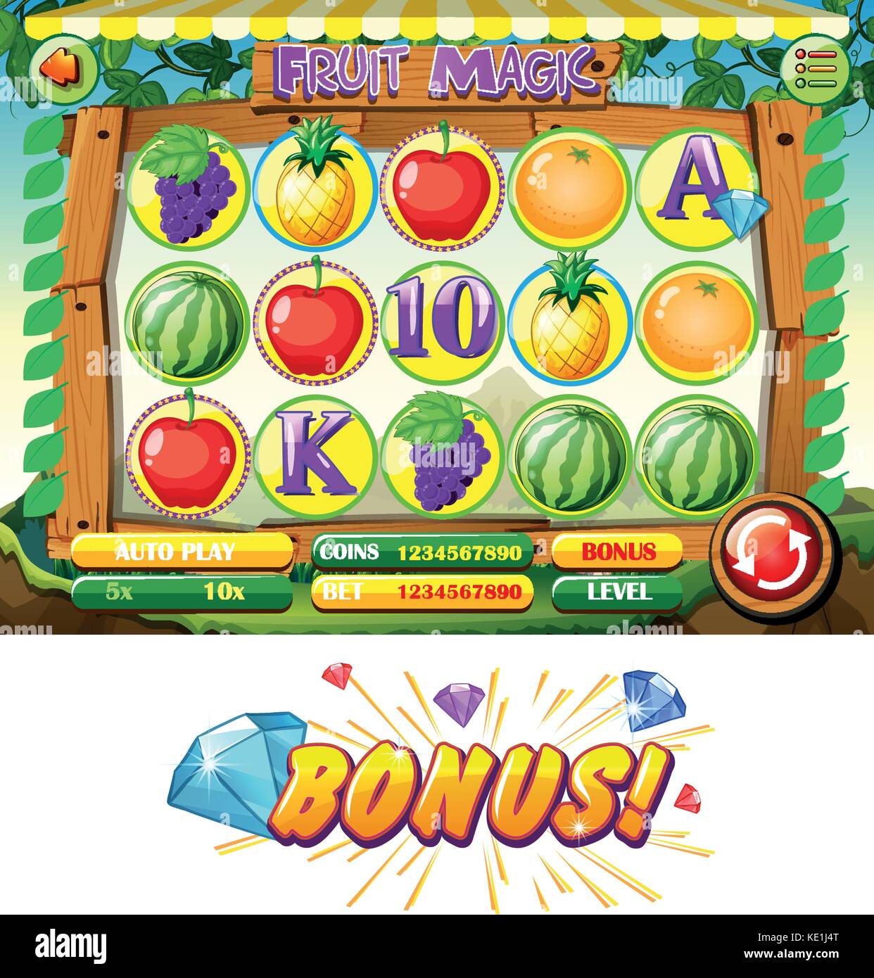 Game template with fruits illustration Stock Vector Image & Art - Alamy