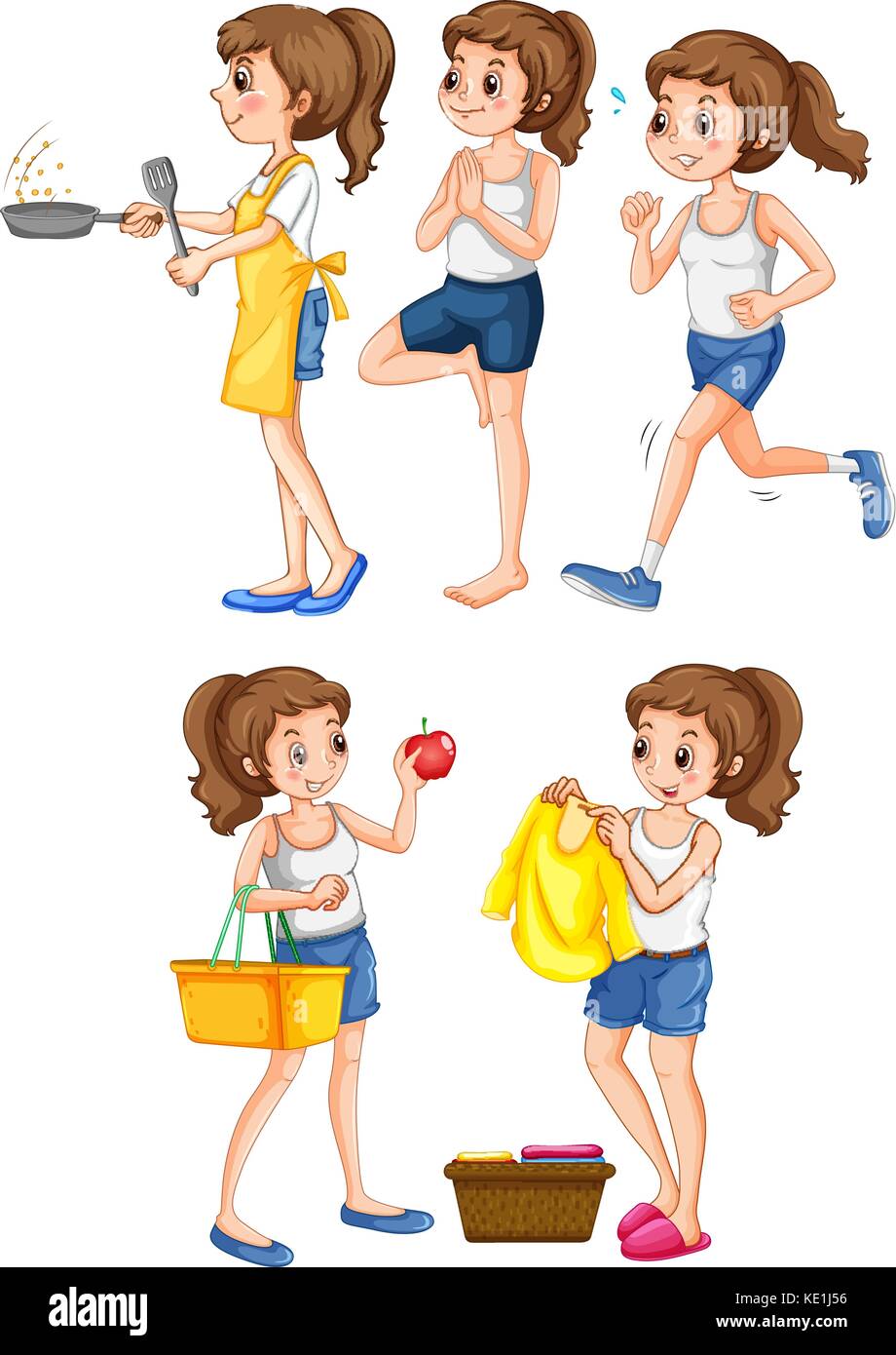Woman doing different activities illustration Stock Vector Image & Art ...