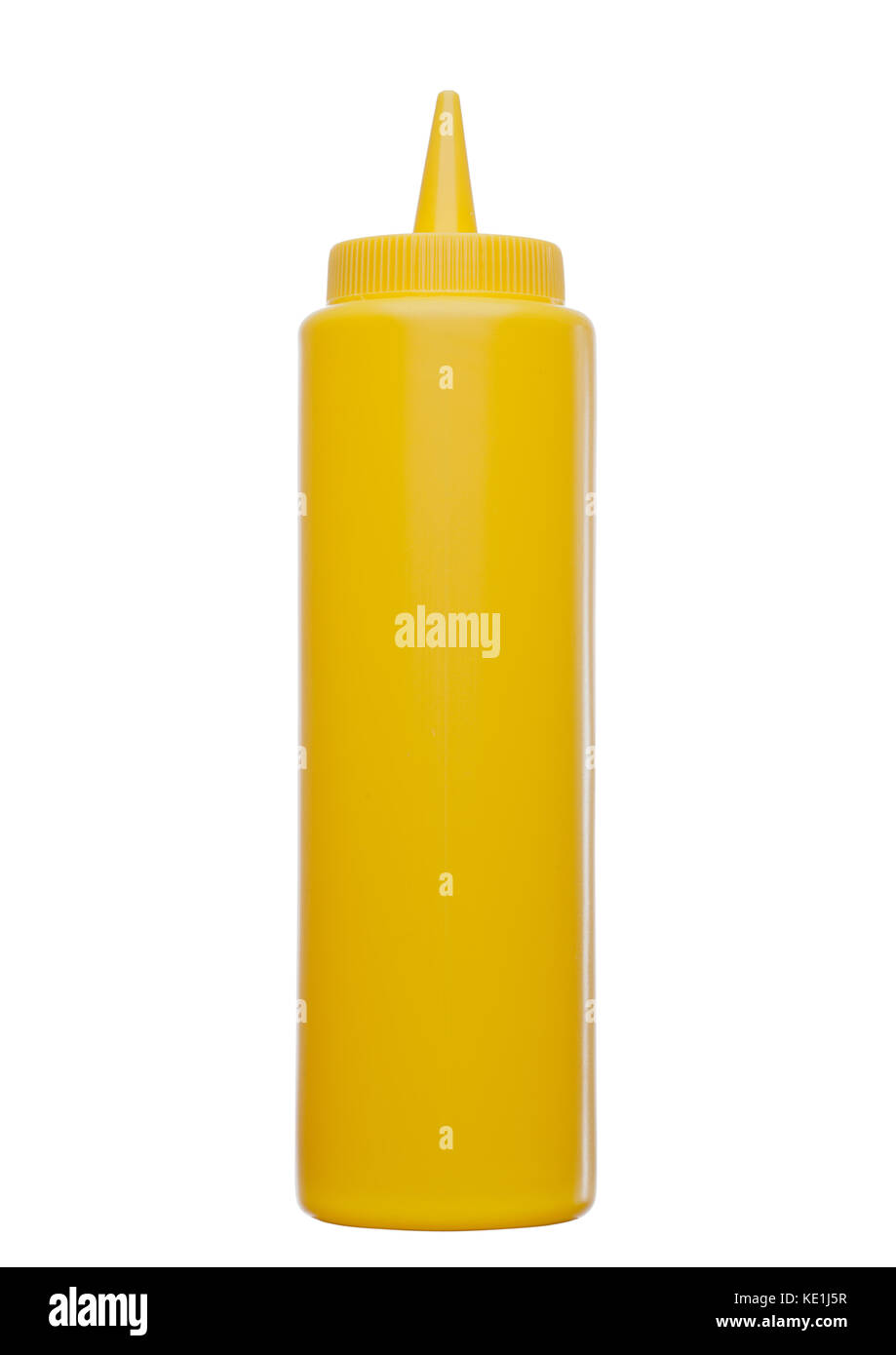 Classic plastic container with mustard on white background Stock Photo ...