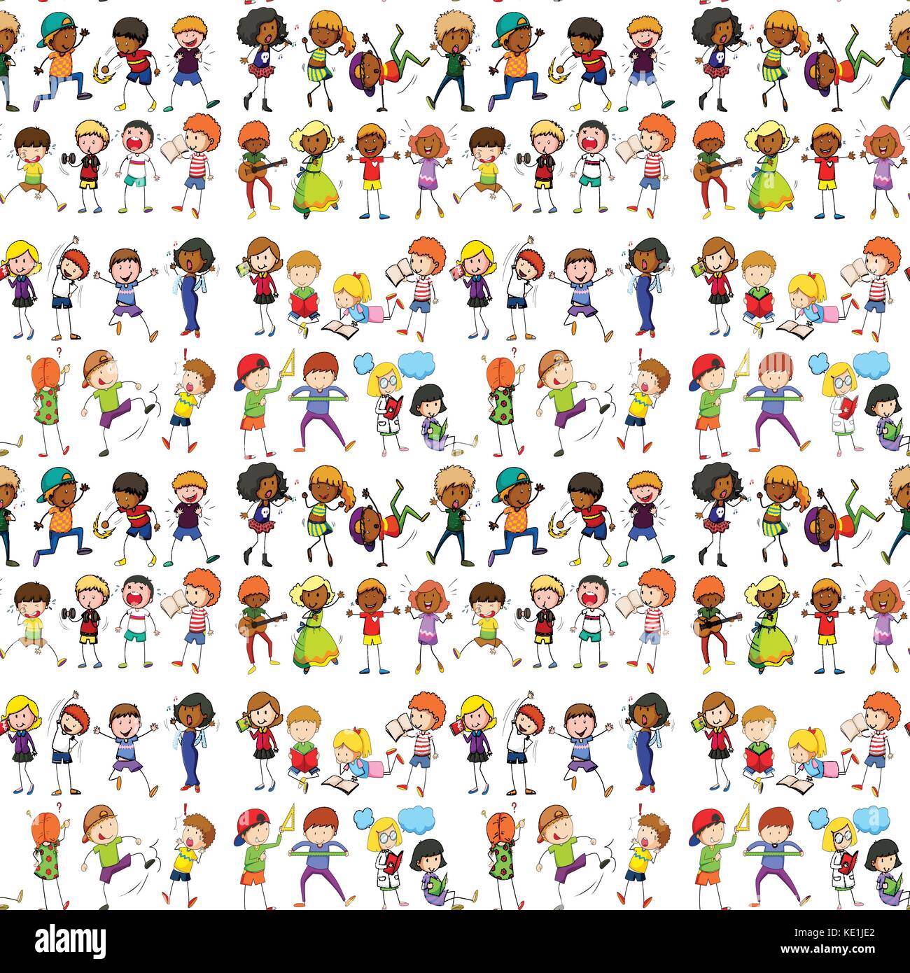 Seamless people doing activities illustration Stock Vector Image & Art ...