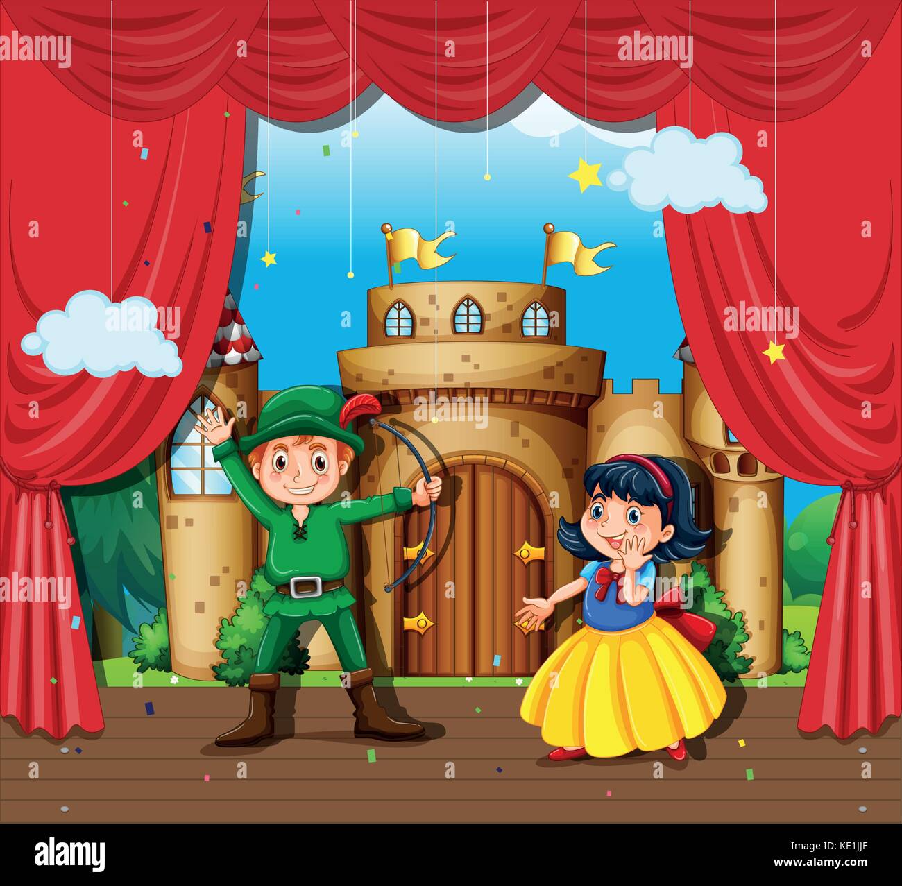 Children doing stage drama illustration Stock Vector Image & Art - Alamy