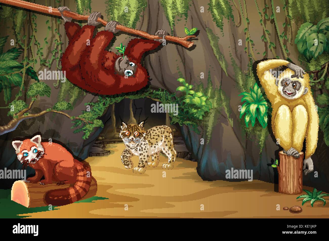 Wild animals in the cave illustration Stock Vector Image & Art - Alamy