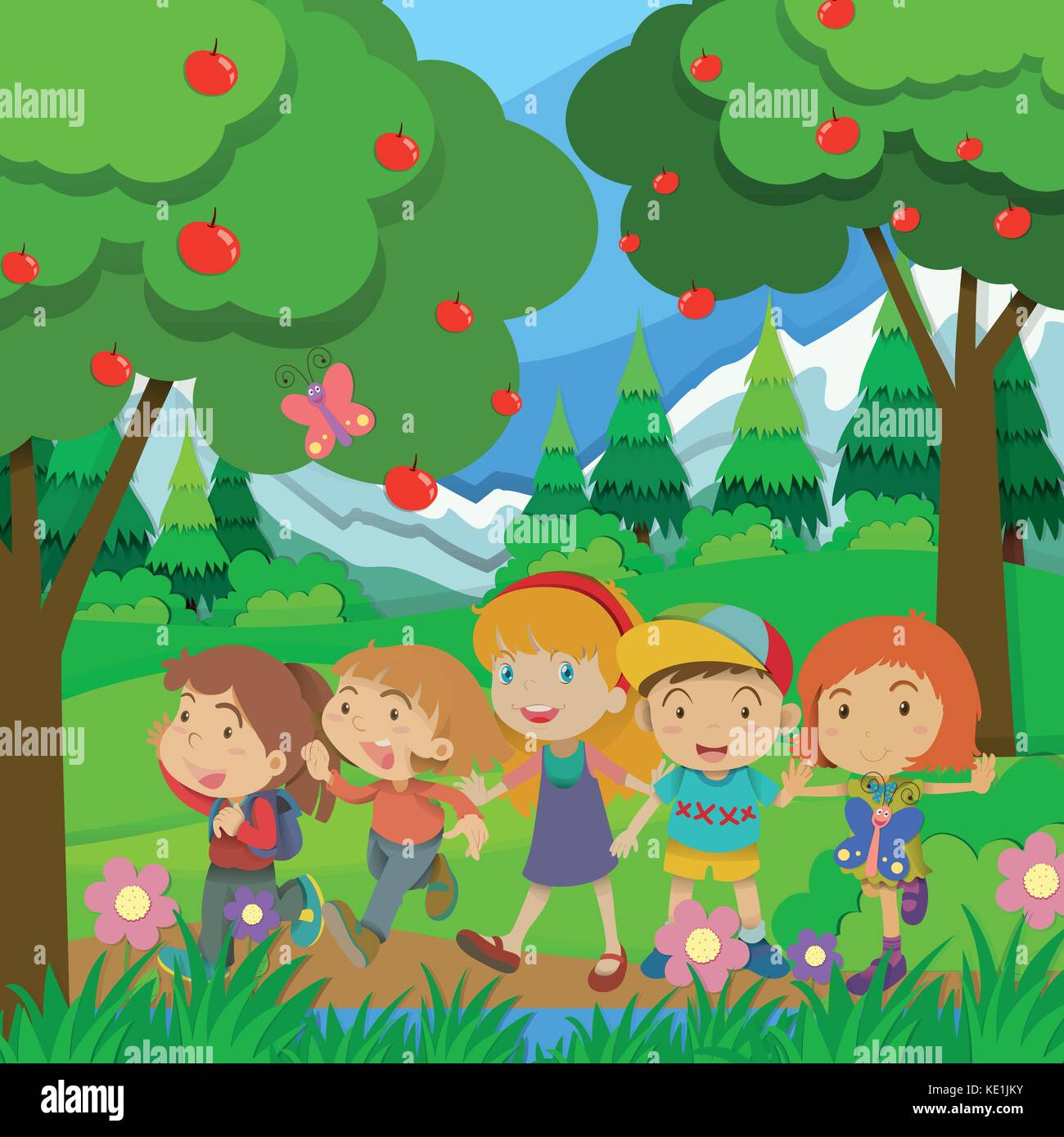 Children Forest Illustration