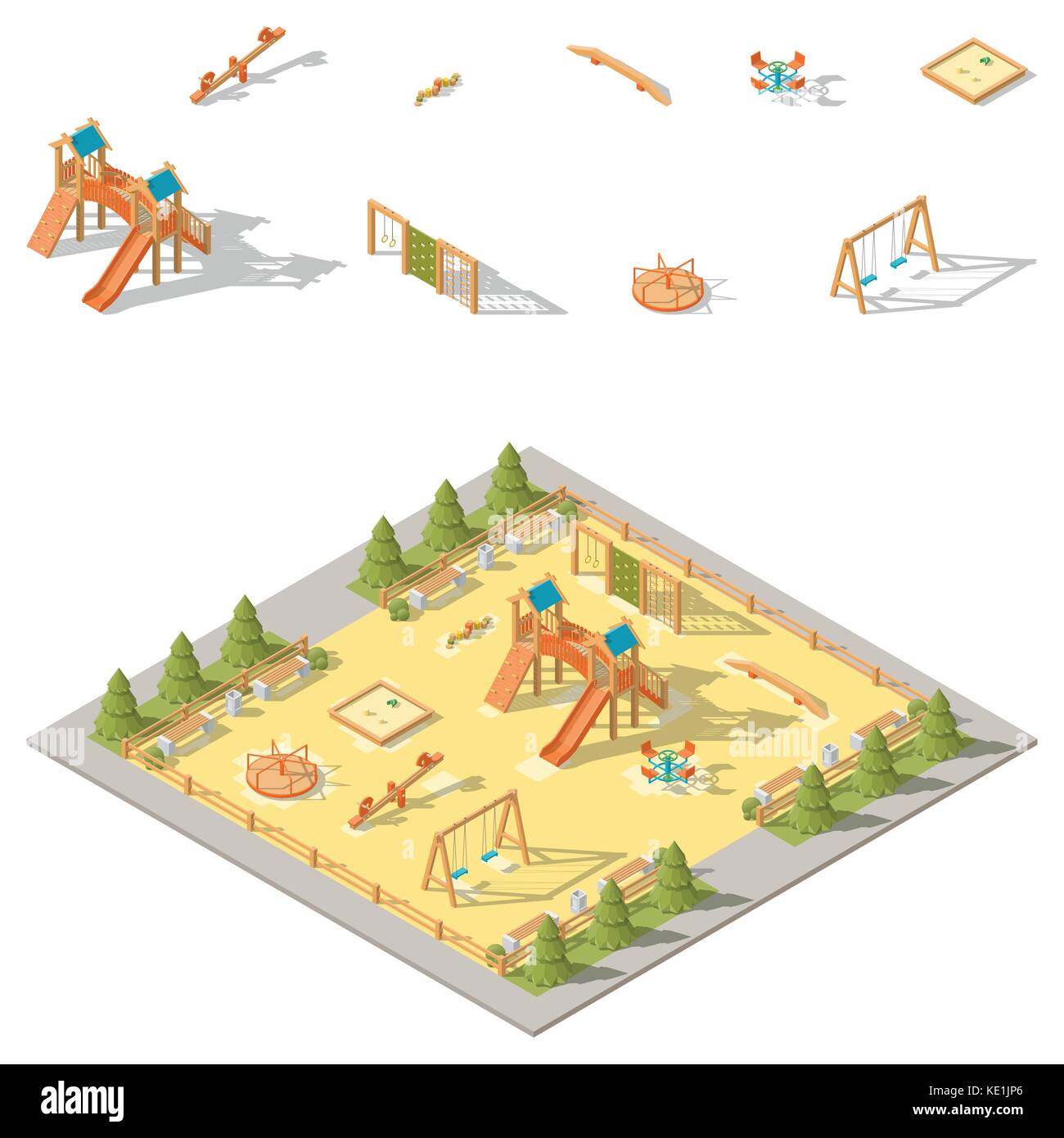 Children Climb Swing Playground Stock Vector Images - Alamy