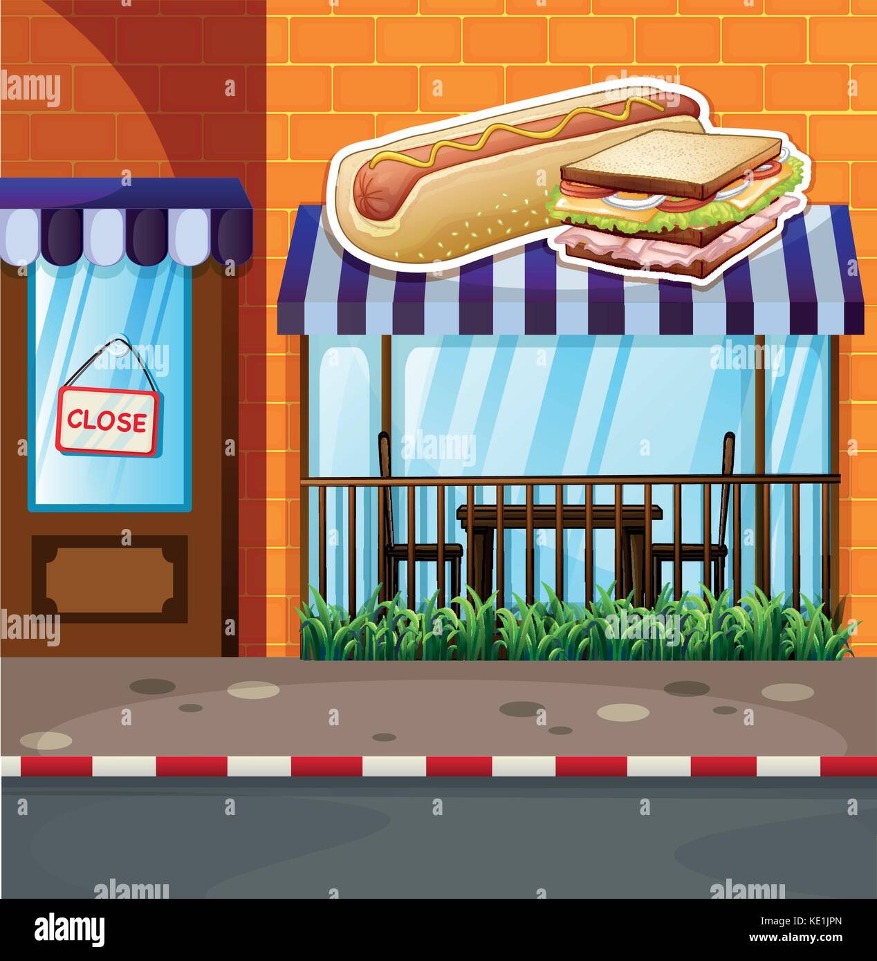 Fastfood shop by the street illustration Stock Vector Image & Art - Alamy