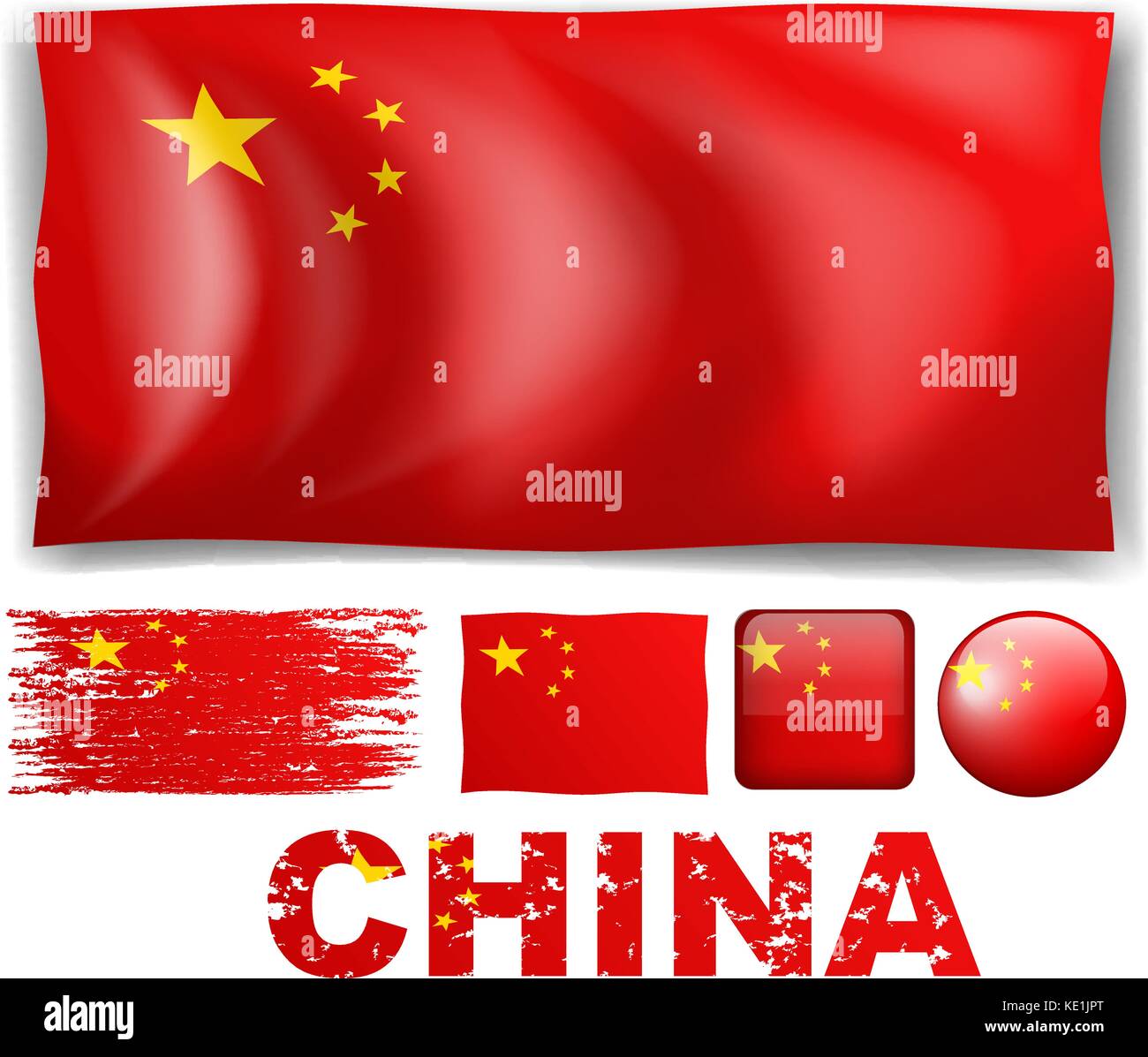China flag in different design illustration Stock Vector Image & Art ...