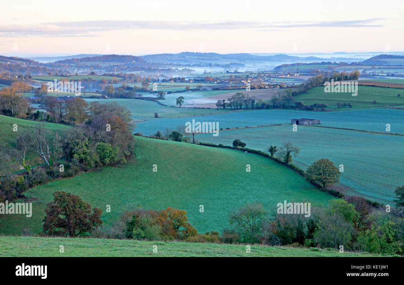 The Vale of Wardour in south-west Wiltshire, viewed from Charlton Down ...