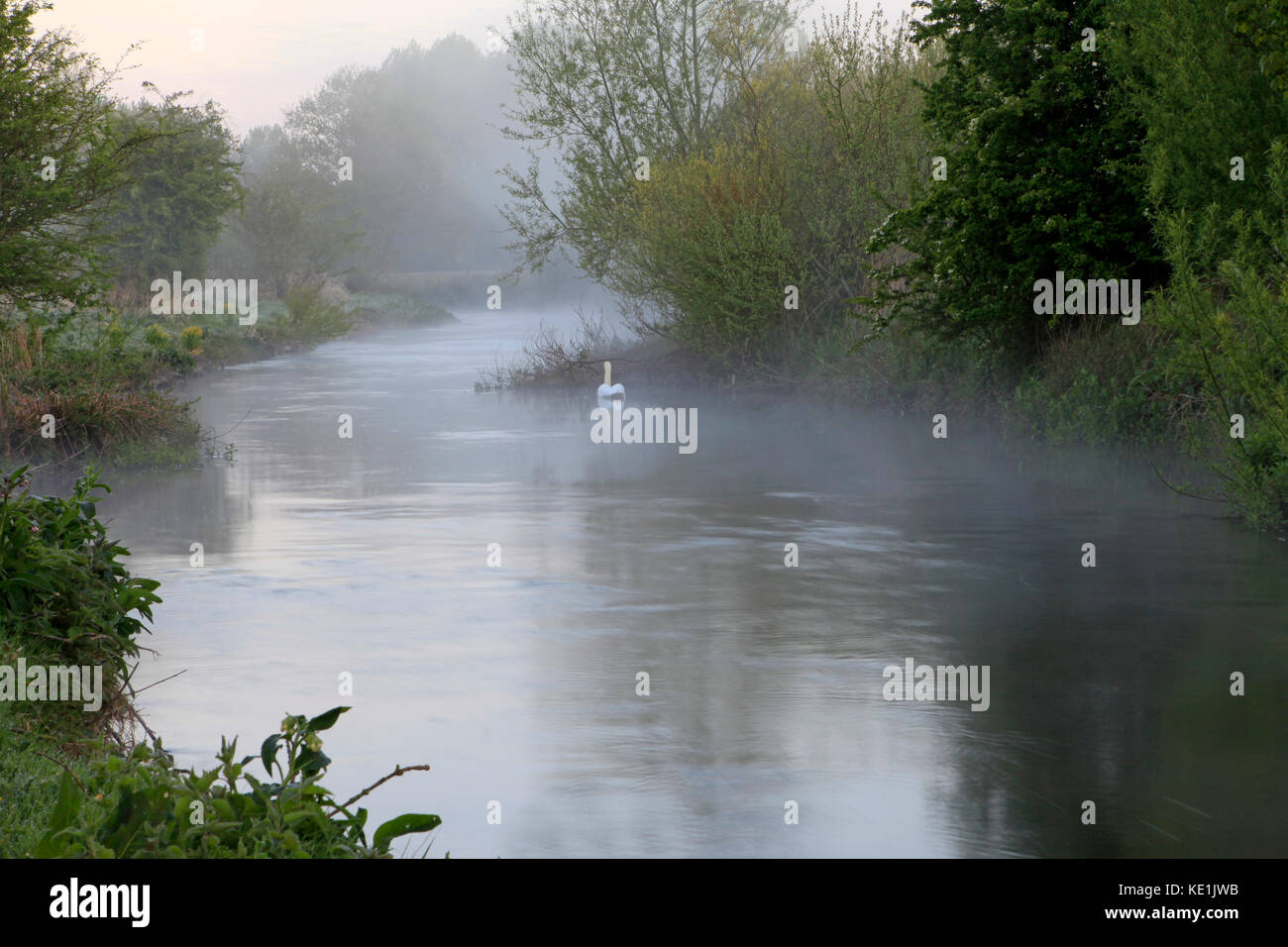 Mist rises from the River Wylye near the village of Sherrington in ...