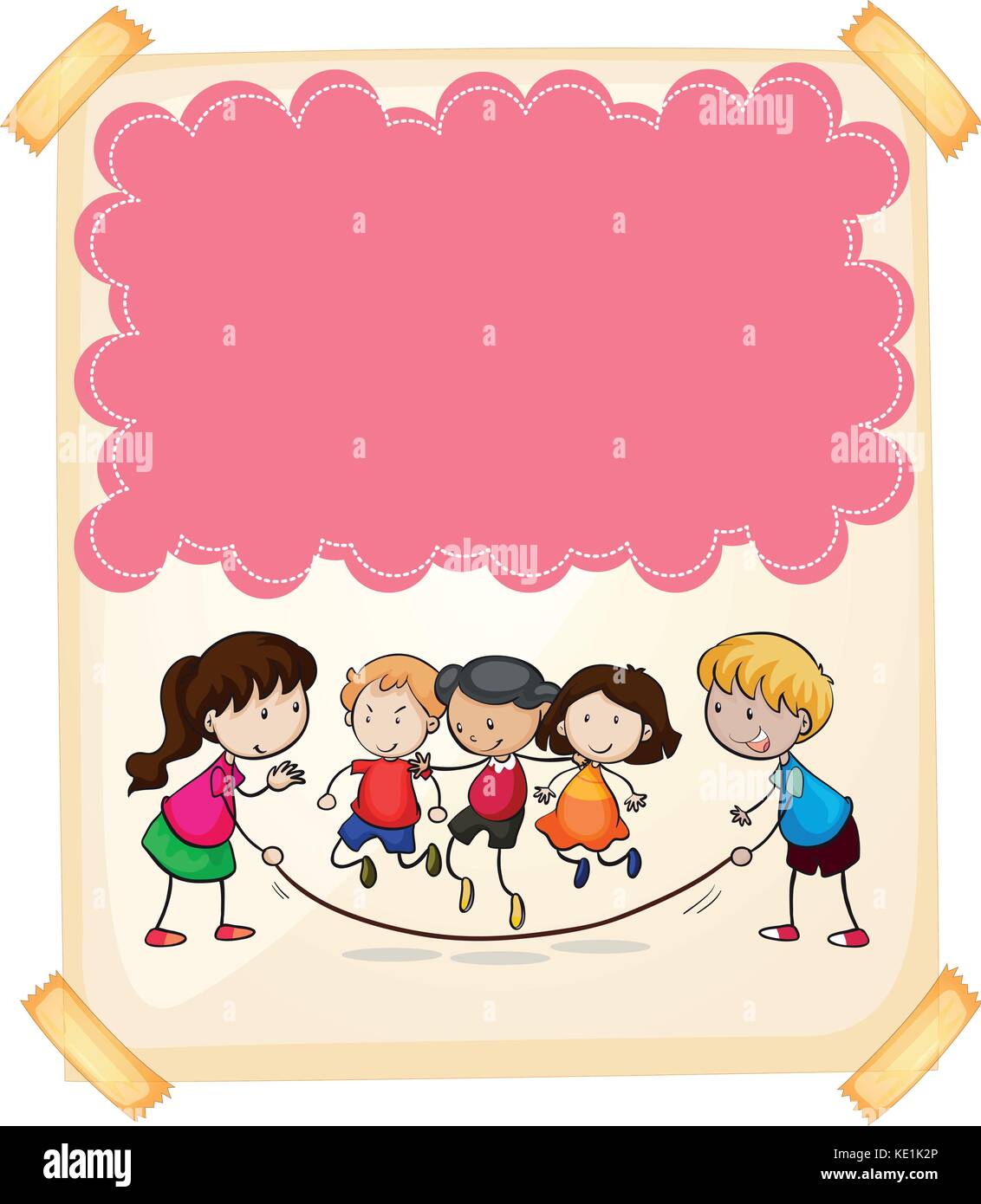 Paper design with children jumping rope illustration Stock Vector Image ...